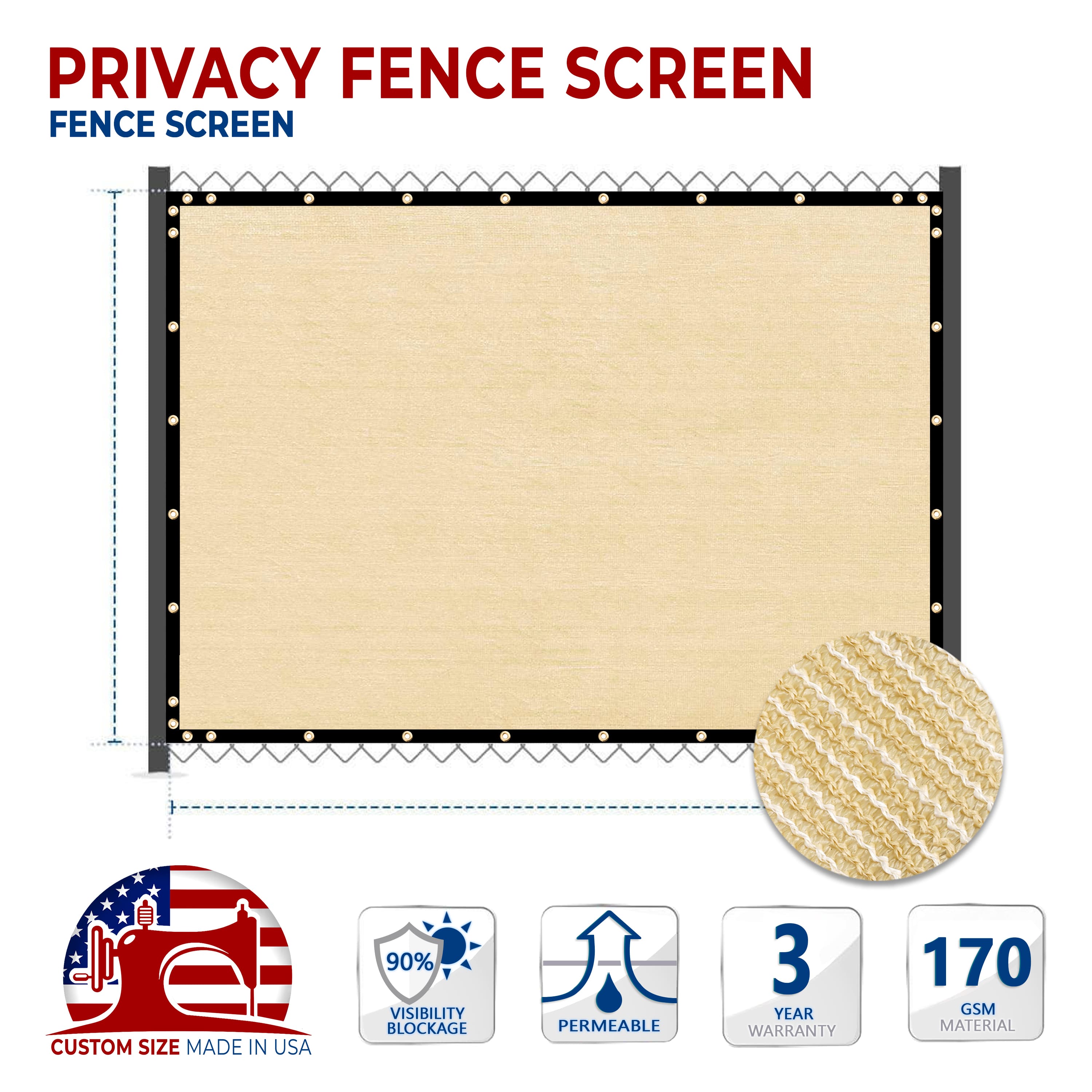 Privacy Fence Screen (Custom Size Made to Order)
